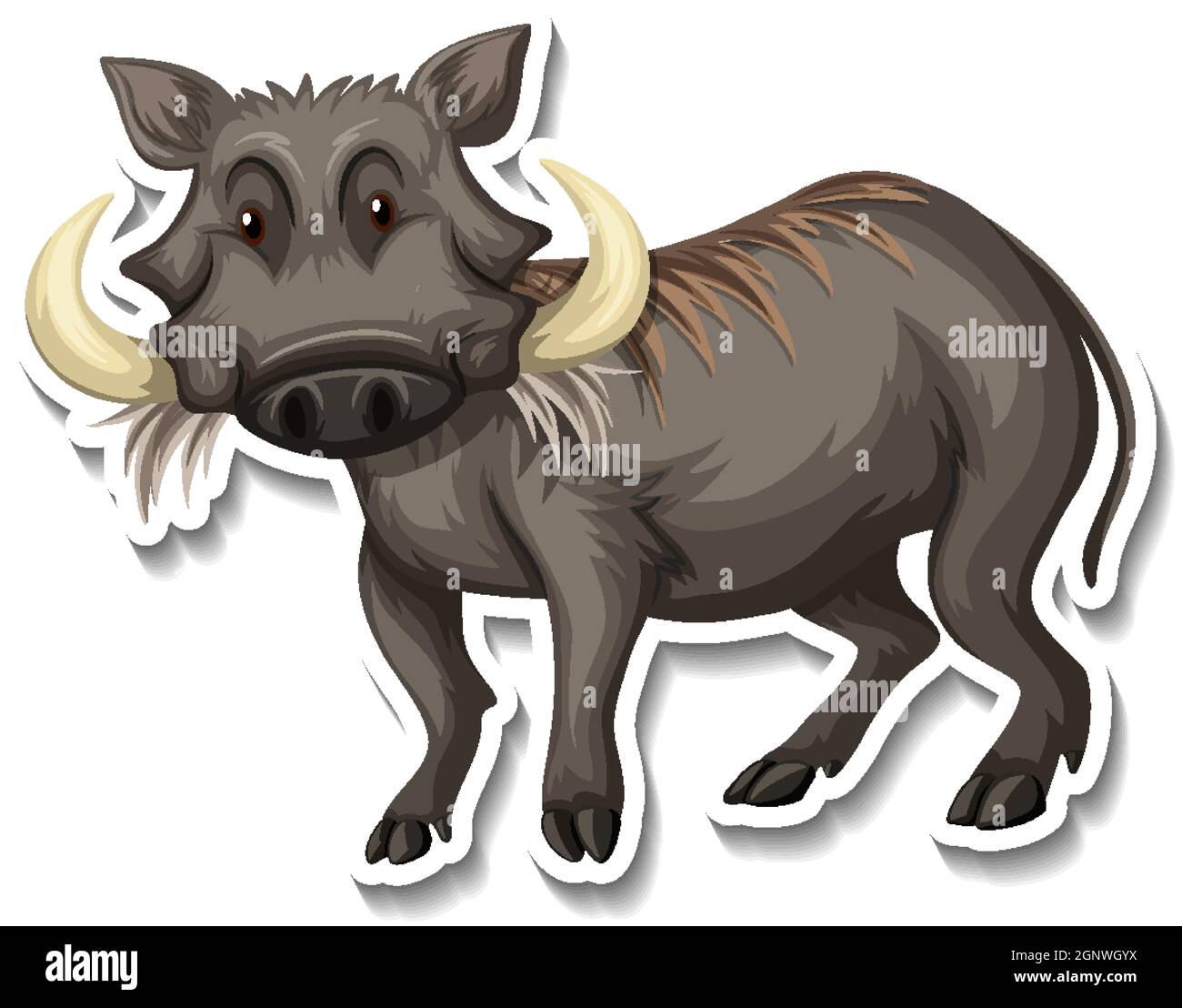 A sticker template of warthog cartoon character illustration Stock ...