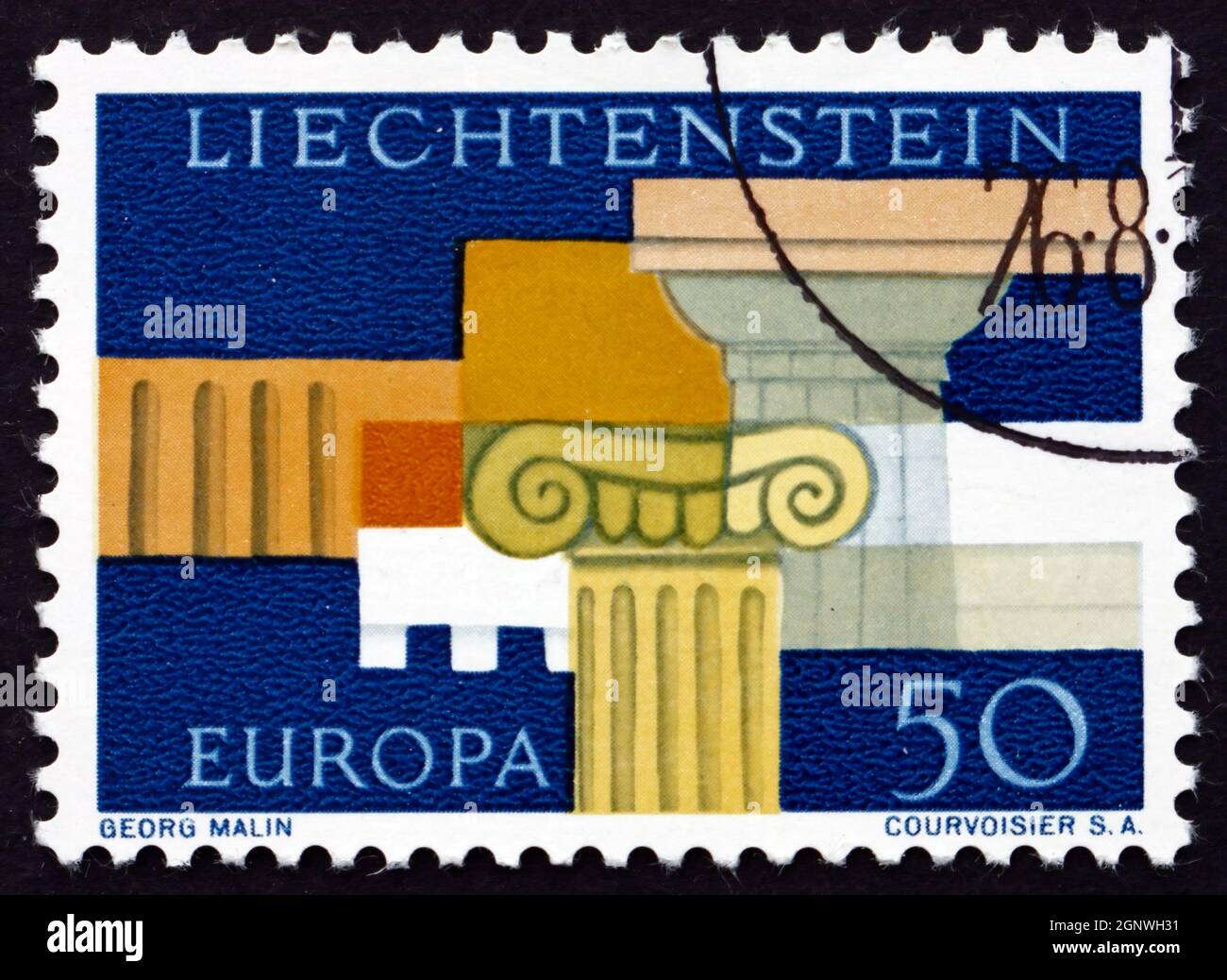 LIECHTENSTEIN - CIRCA 1963: a stamp printed in the Liechtenstein shows ...