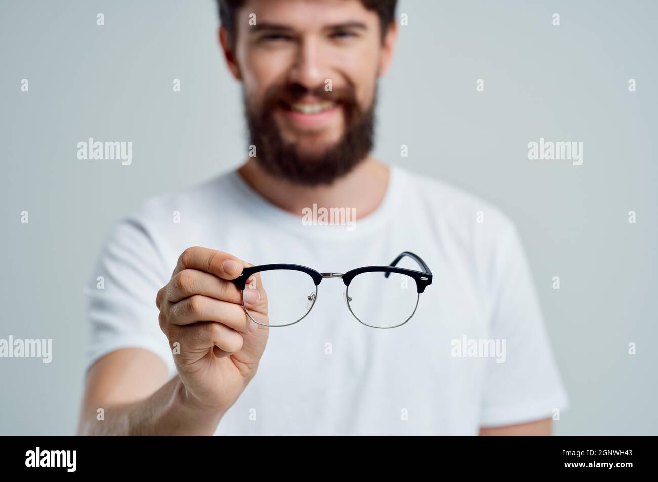sick man with poor eyesight health problems close-up Stock Photo - Alamy