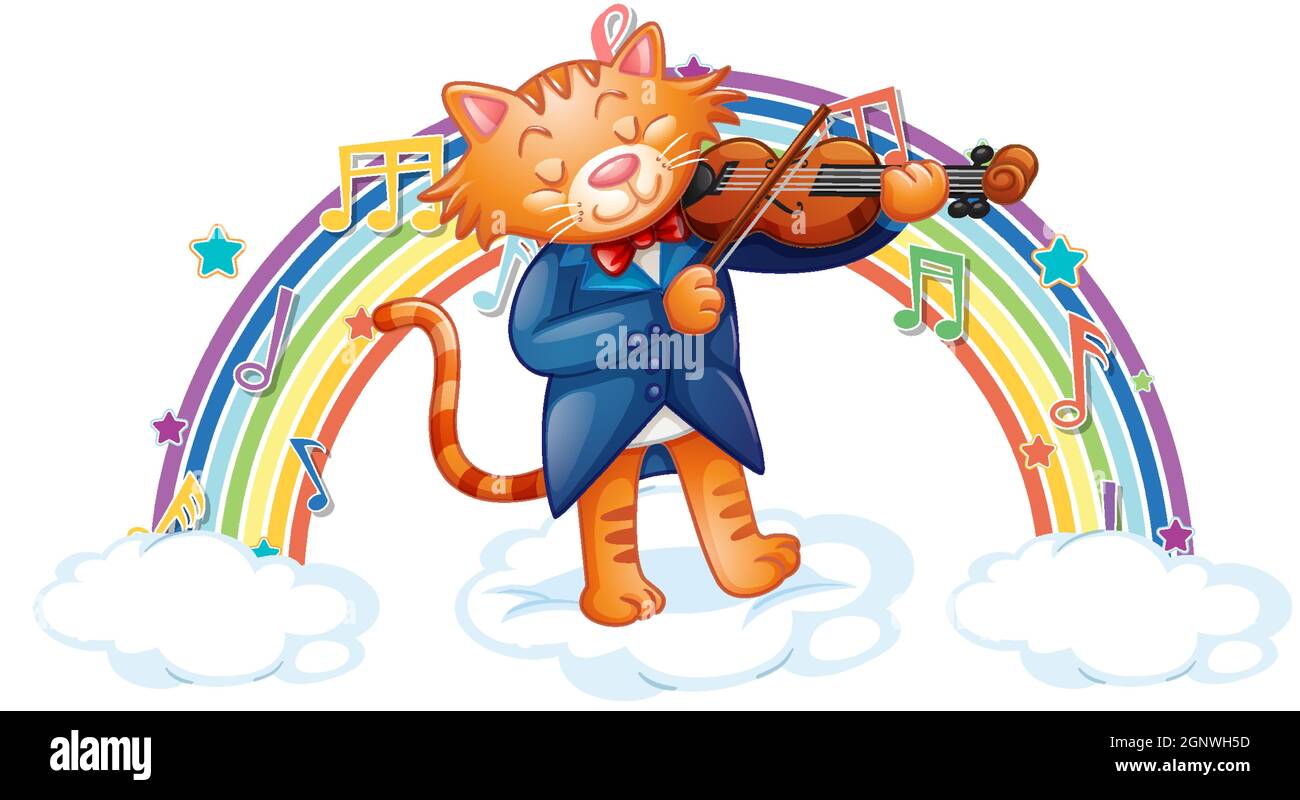 Cat Fiddle Illustration