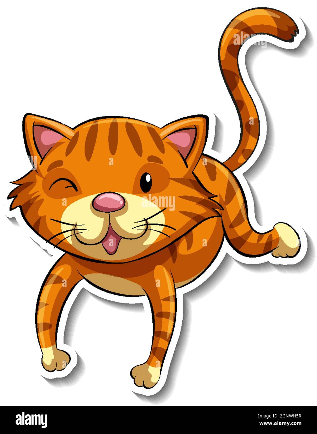 A sticker template of cat cartoon character illustration Stock Vector ...