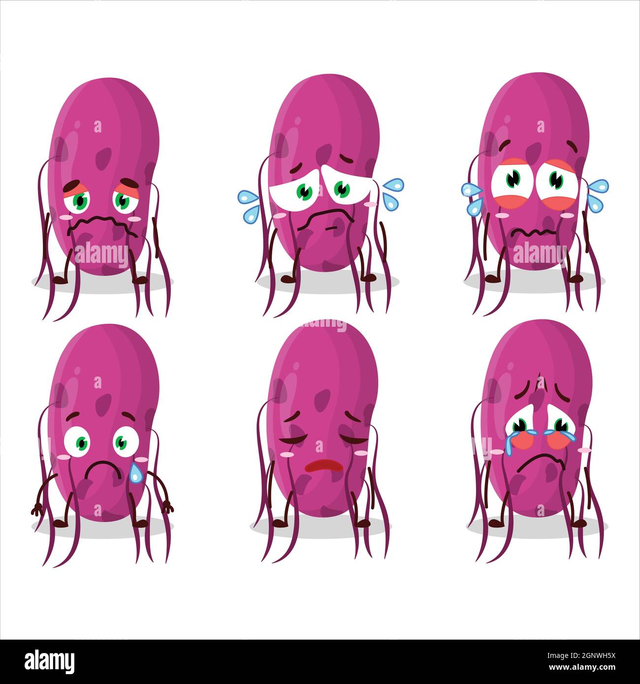 Virus Molecule cartoon character with sad expression. Vector ...