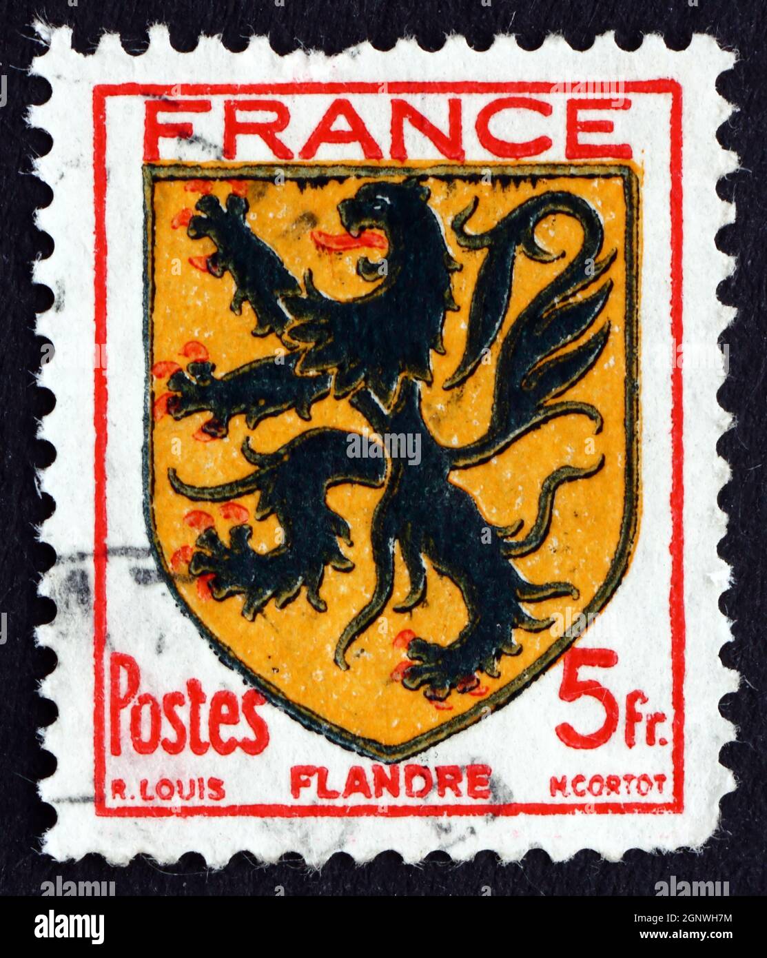 FRANCE - CIRCA 1944: a stamp printed in the France shows Arms of ...