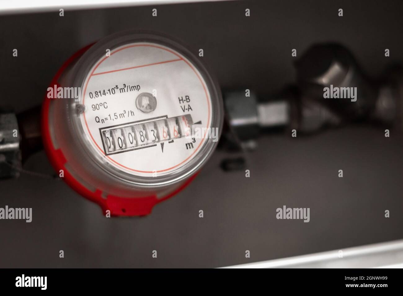 plumbing and water meter close up Stock Photo - Alamy