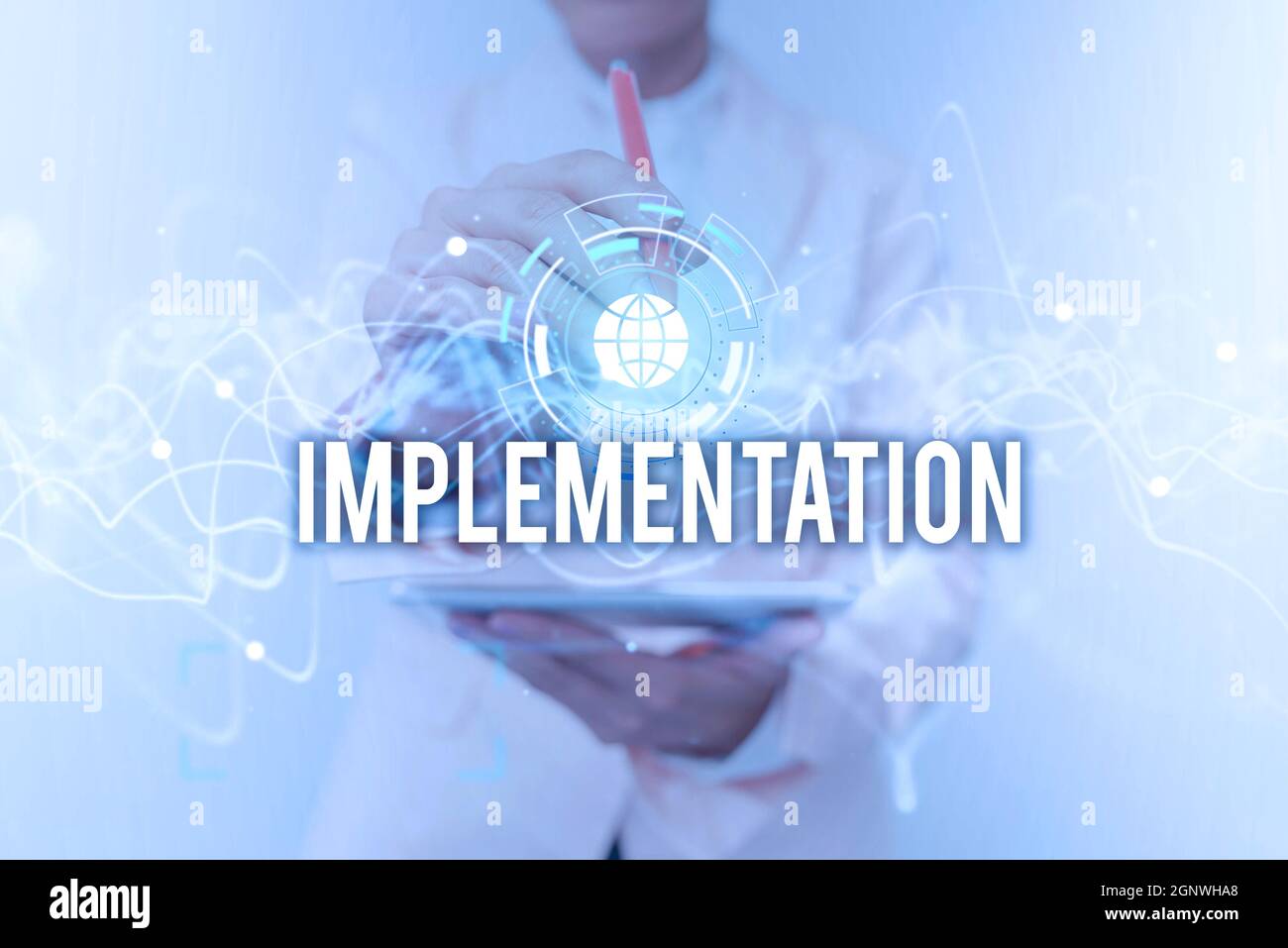 Text Showing Inspiration Implementation Business Idea The Process Of Making Something Active Or