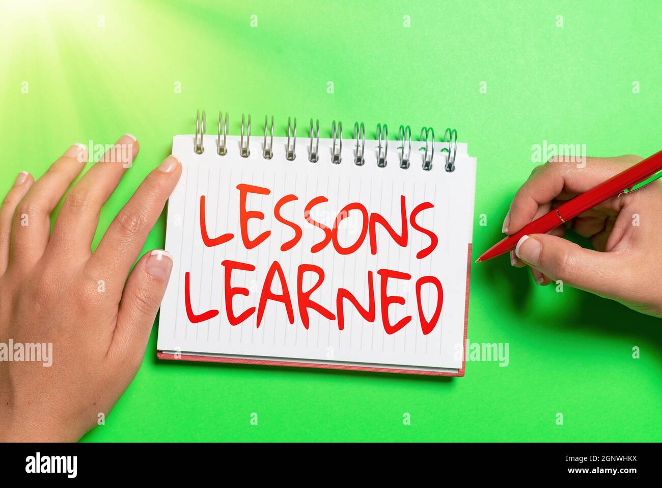 Text caption presenting Lessons Learned. Business overview Promote share and use knowledge ...