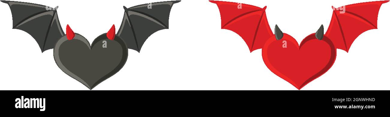 Red bat with heart shape on white background illustration Stock Vector ...