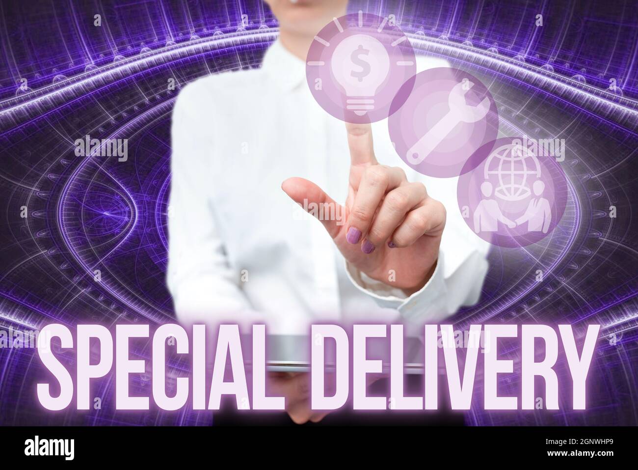 Sign displaying Special Delivery. Word Written on delivery of a letter ...