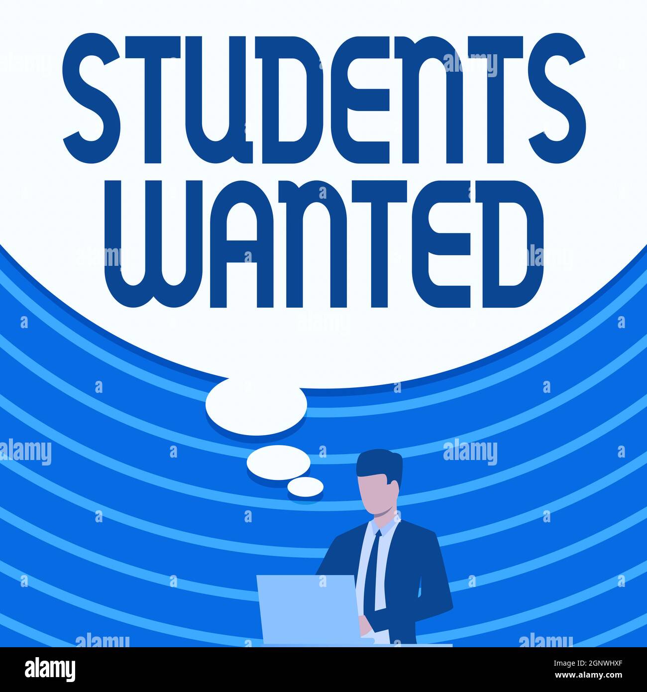Sign displaying Students Wanted. Word Written on list of things wishes ...