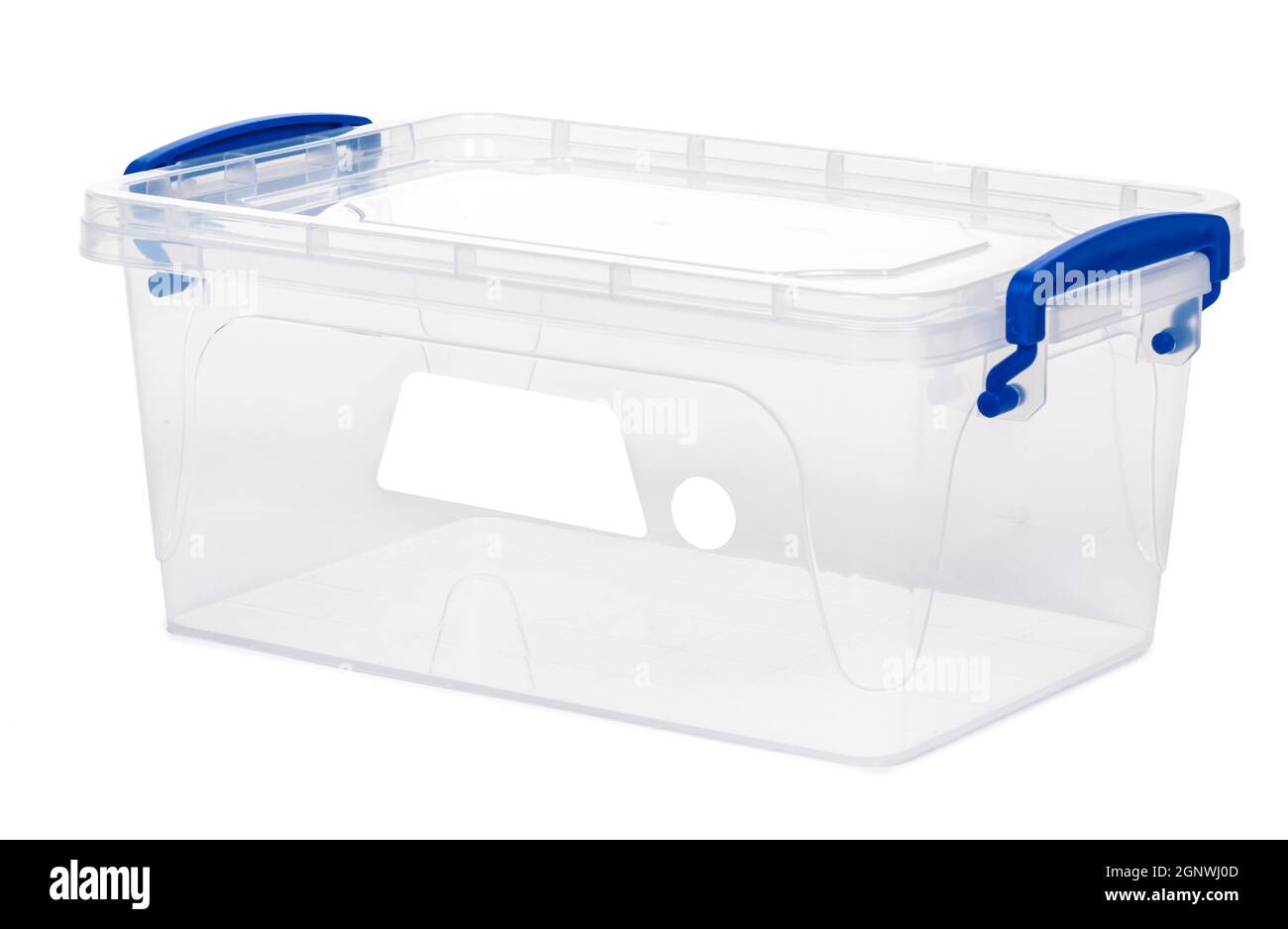Transparent plastic box isolated on white background Stock Photo - Alamy