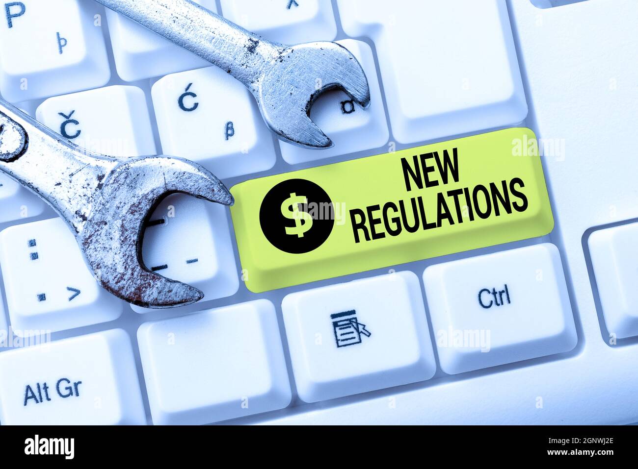 Handwriting text New Regulations. Word for Regulation controlling the ...