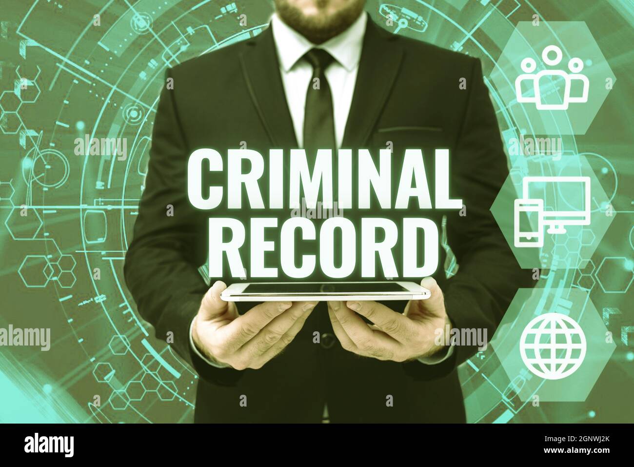 Sign displaying Criminal Record. Business showcase profile of a person ...