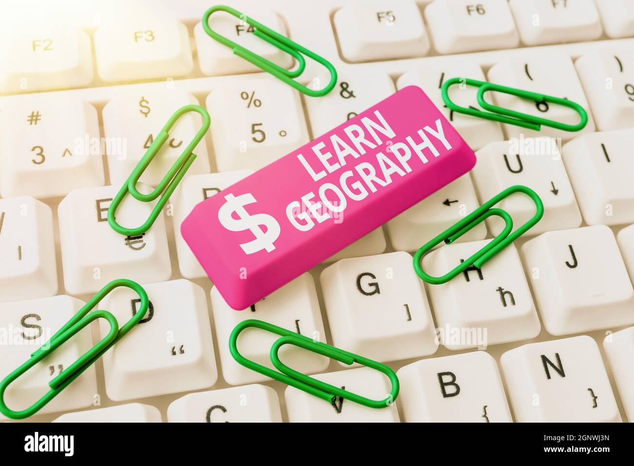 Handwriting text Learn Geography. Internet Concept study of physical features of earth and its ...