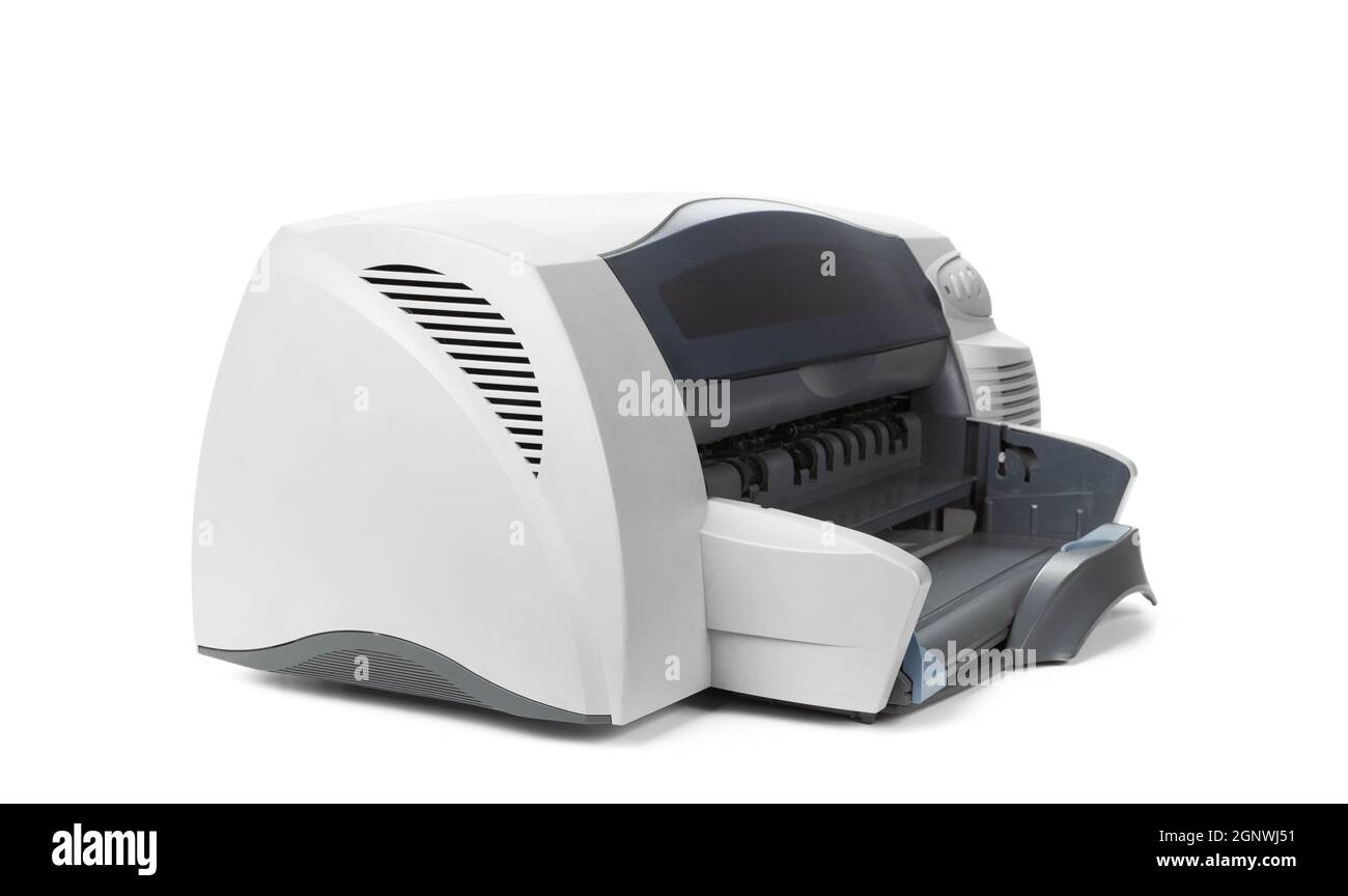 Laser home printer isolated on white background Stock Photo - Alamy
