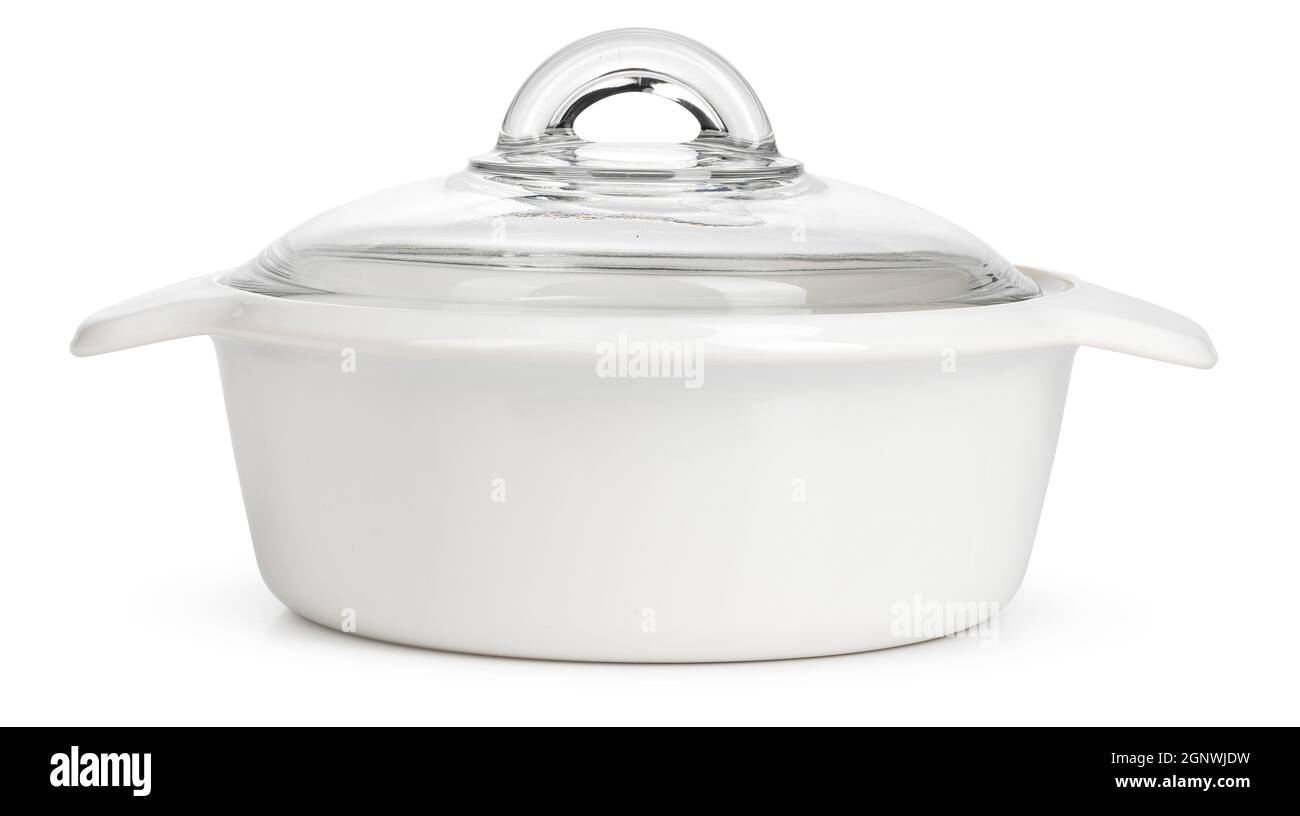 White ceramic cooking pot isolated on a white background Stock Photo ...