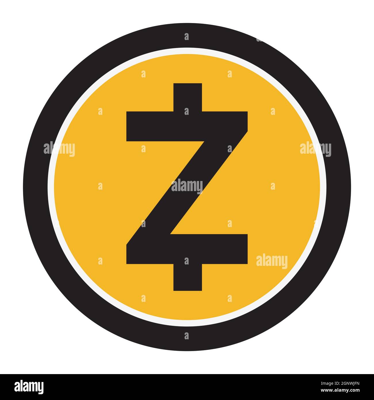 Zcash ZEC token symbol of the DeFi project cryptocurrency logo, decentralized finance coin icon ...