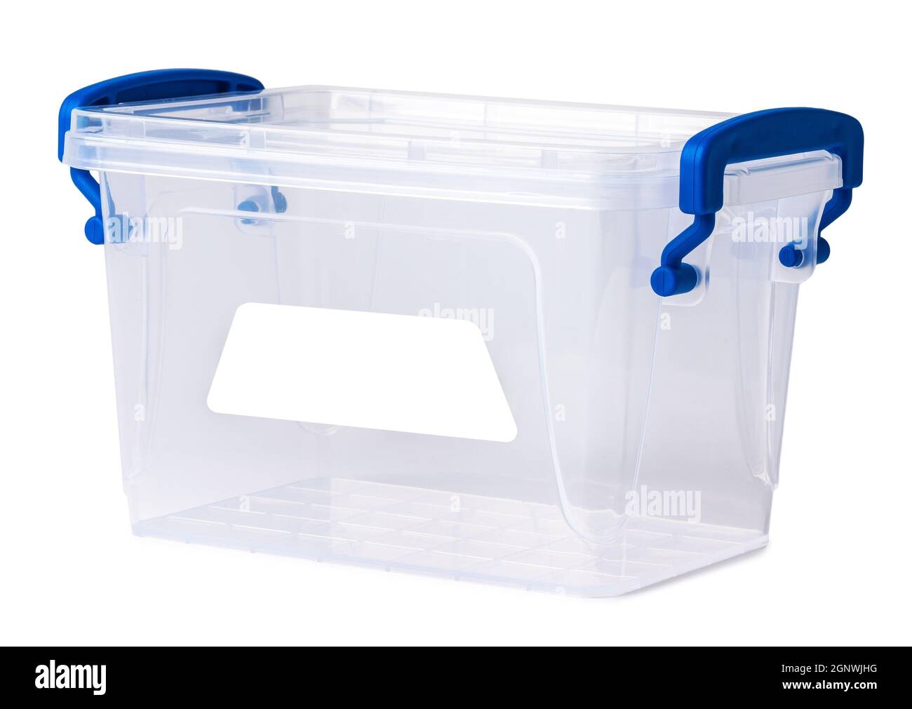Transparent plastic box isolated on white background Stock Photo - Alamy