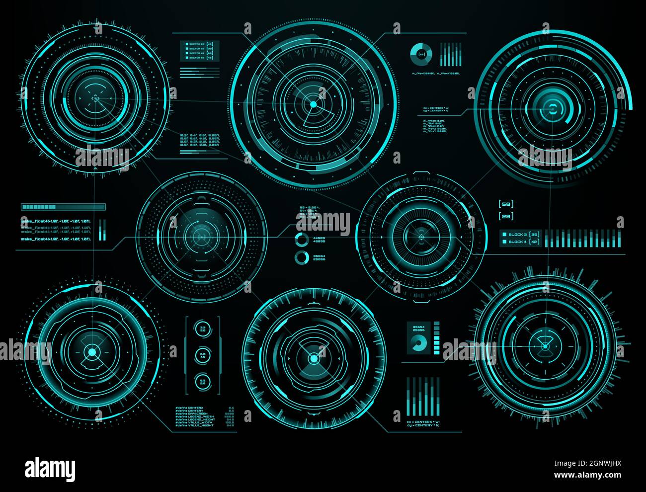 HUD futuristic circular interface screen panel, sci fi web interface ...
