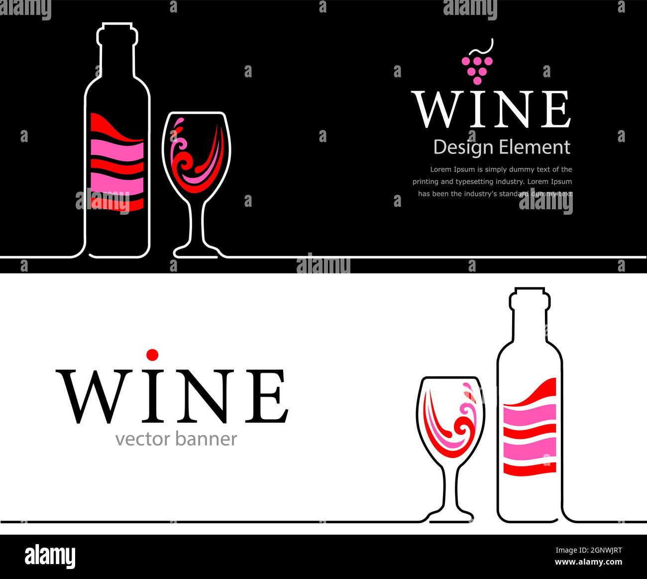 Banner for Restaurant, bar alcoholic store. Full Bottle wine. Red Wine ...