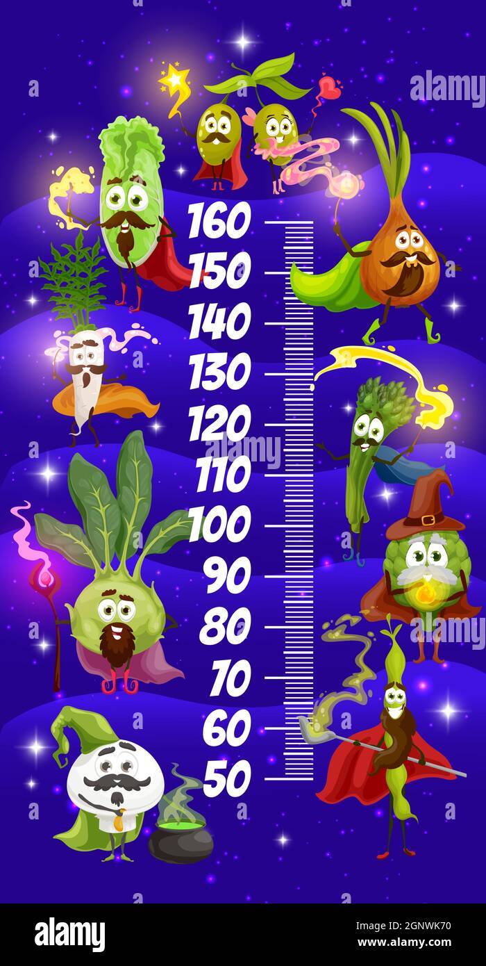 Cartoon magician, wizard and fairy vegetables on kids height chart ...