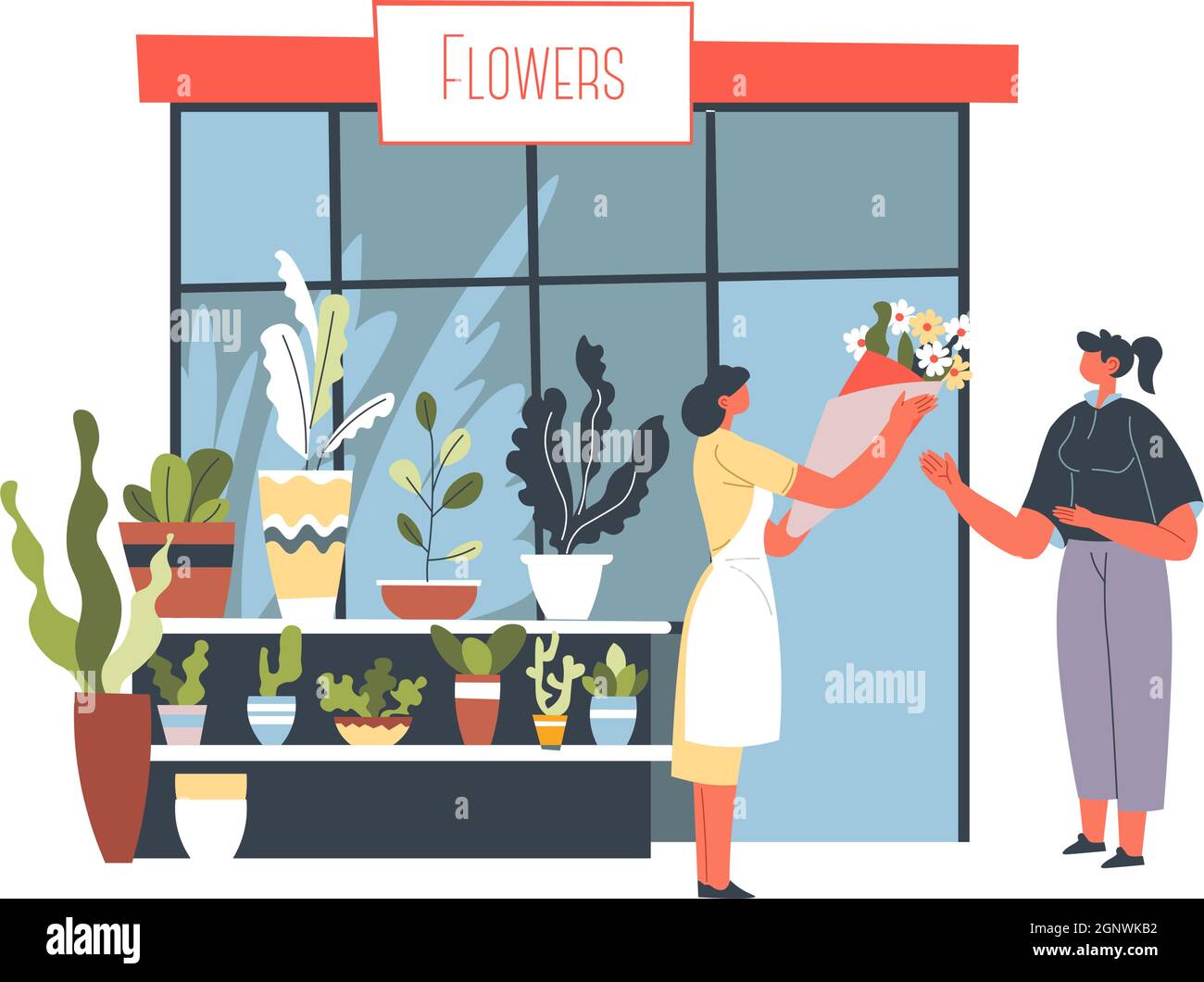 Flower shop street stall with bouquets and flora Stock Vector Image ...
