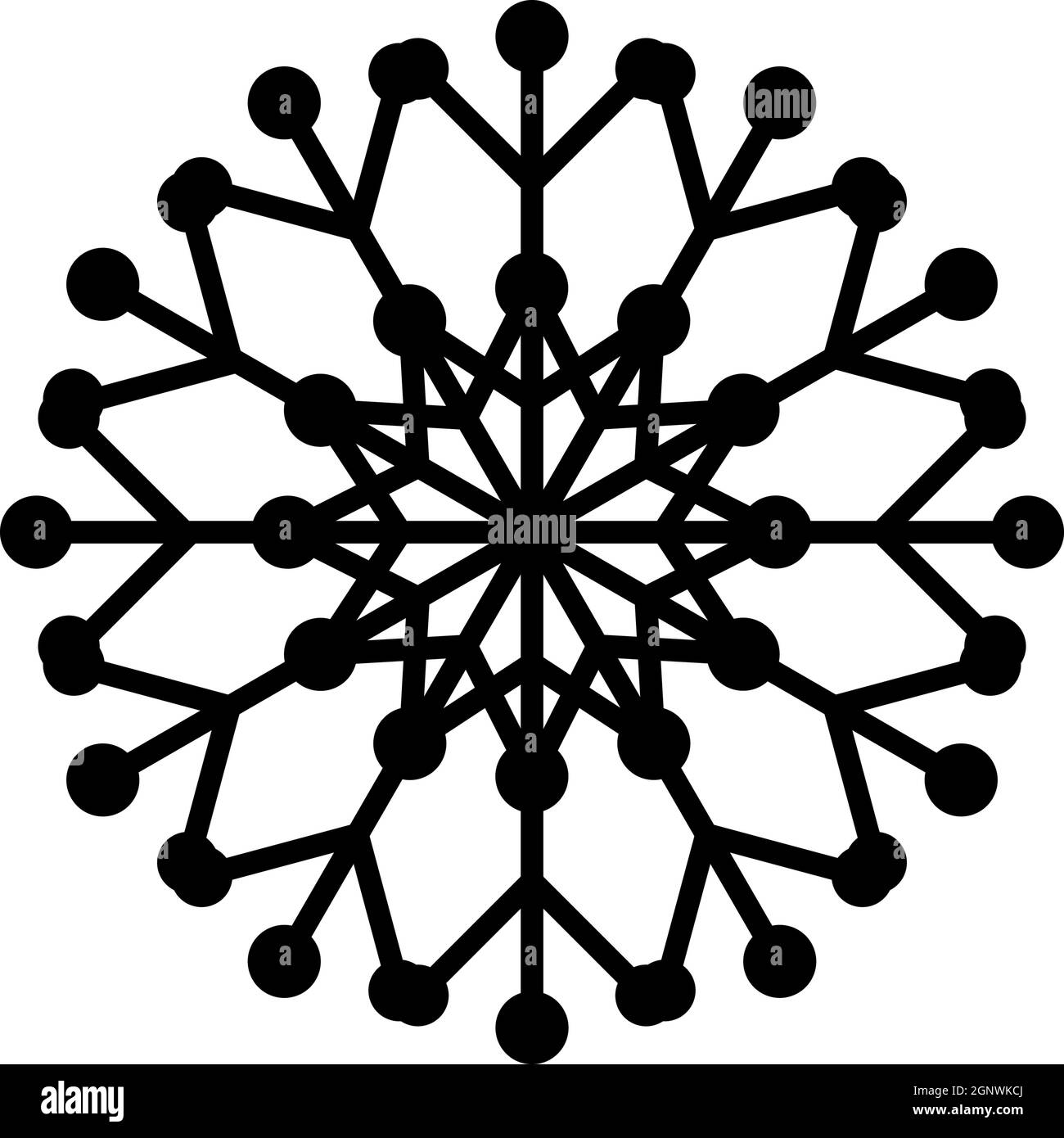 Simple snowflake of black lines. Festive decoration for New Year and ...