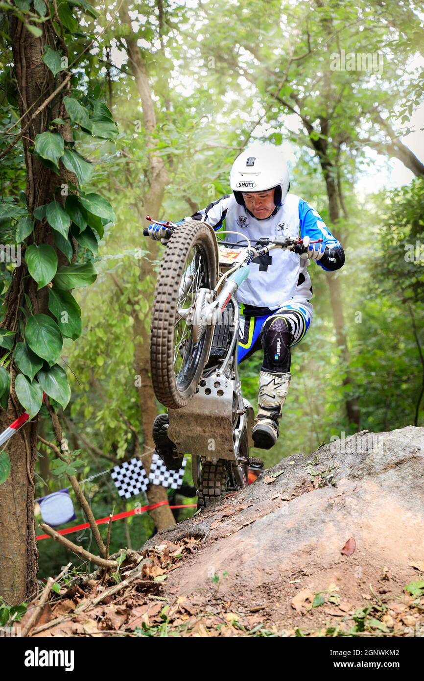 CHIANG MAI - JULY 2017: Trial Motorcycle club practice . Rider action ...