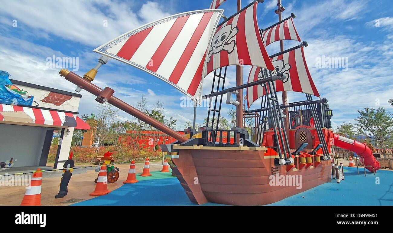 28th Sep, 2021. Legoland under construction This photo shows a Lego ...