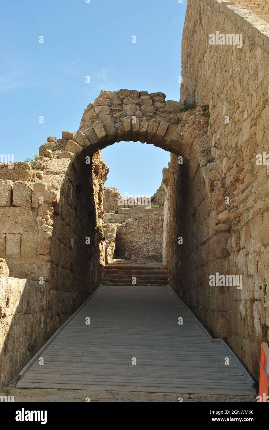 Part of Roman amphitheater in the national park Caesarea on the ...