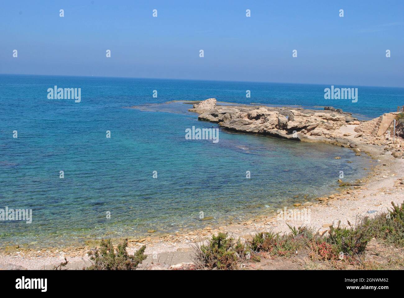 National park Caesarea on the Mediterranean coast of Israel Stock Photo ...