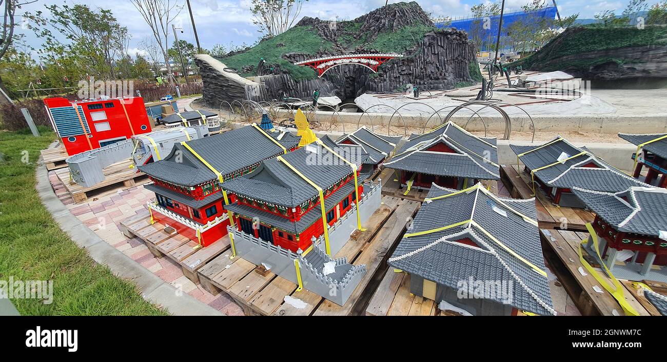 28th Sep, 2021. Legoland under construction This photo shows a Lego ...