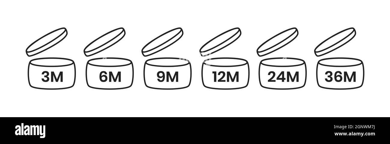 PAO, period after open icon sign set flat style design vector ...