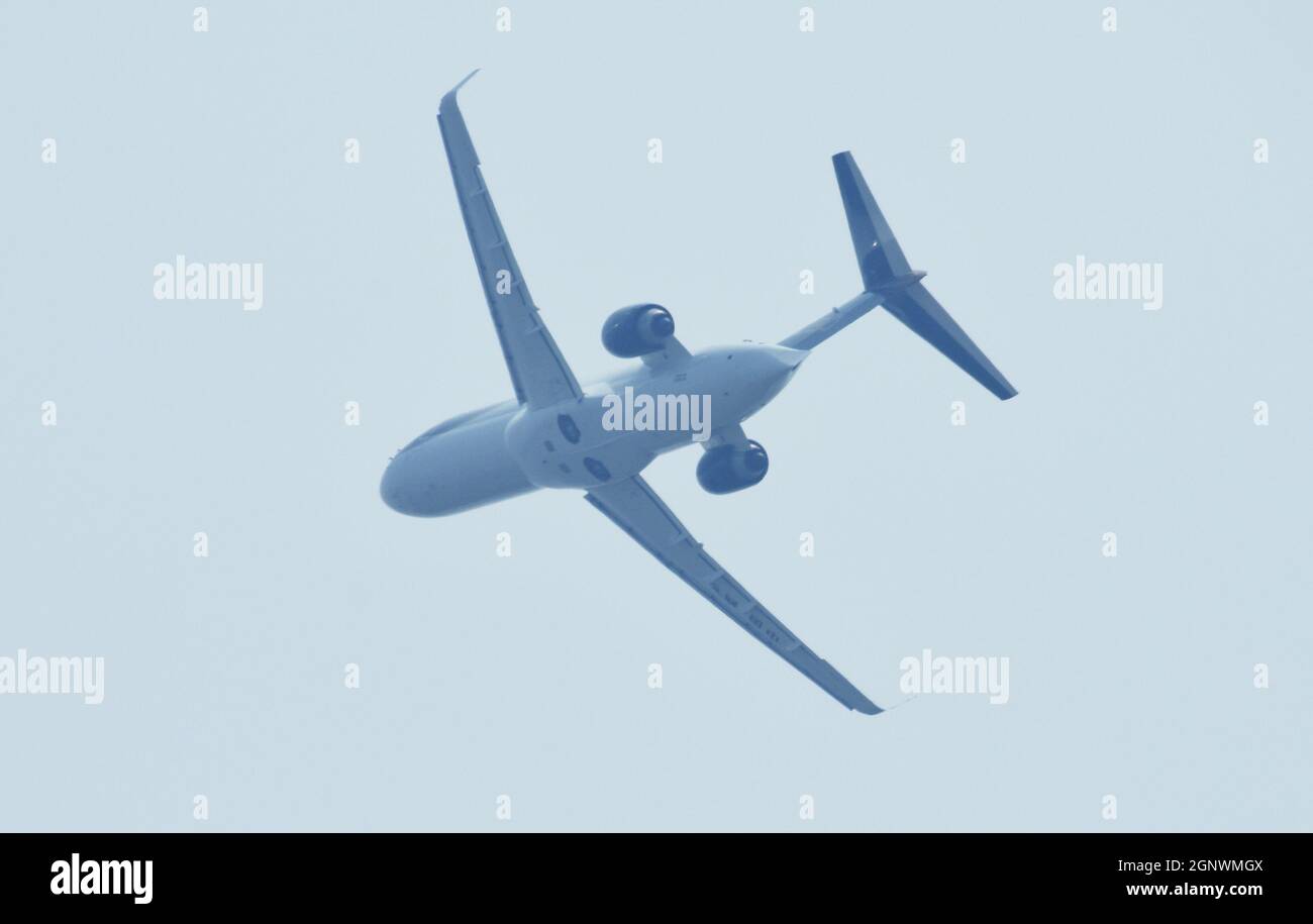 ZHUHAI, CHINA - SEPTEMBER 28, 2021 - A COMAC CBJ business jet is seen ...