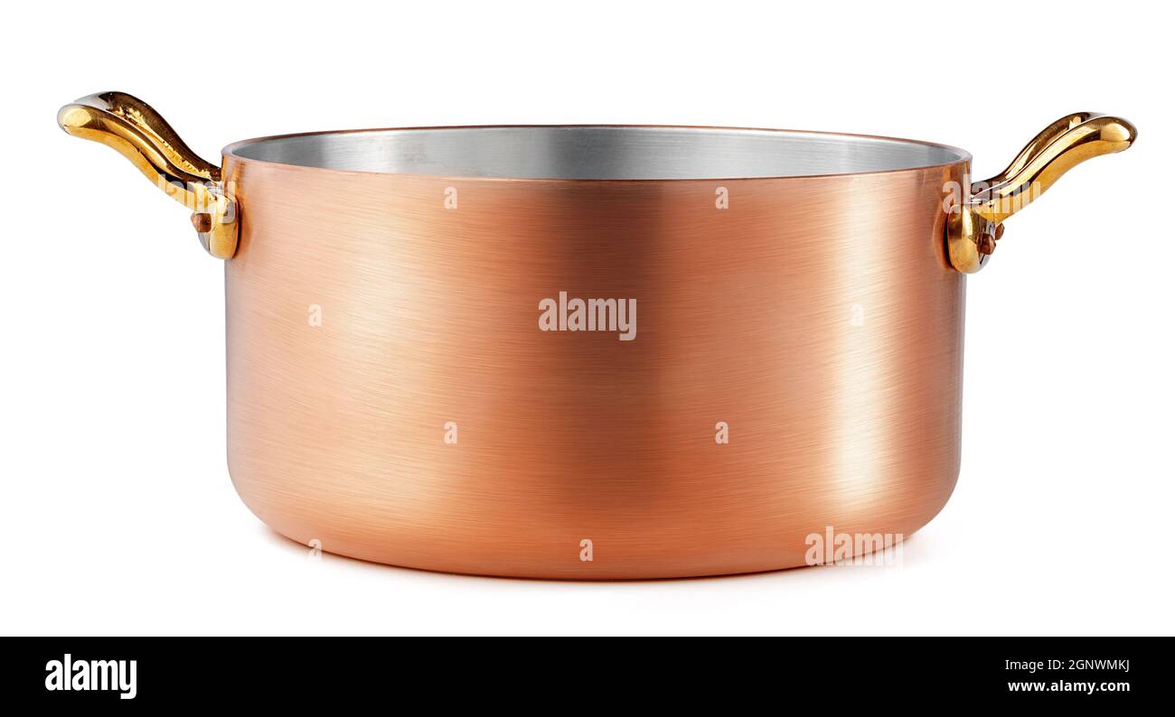 Clean and shiny copper pot isolated on white background Stock Photo - Alamy