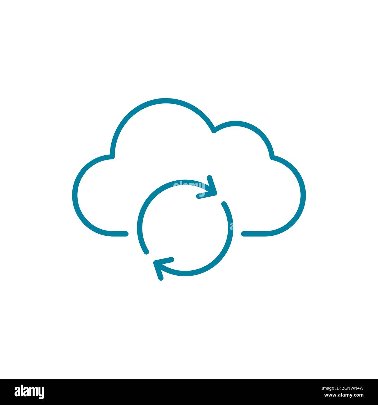 Cloud synchronization line icon. Cloud with circle arrows. Backup data online symbol. Refresh ...