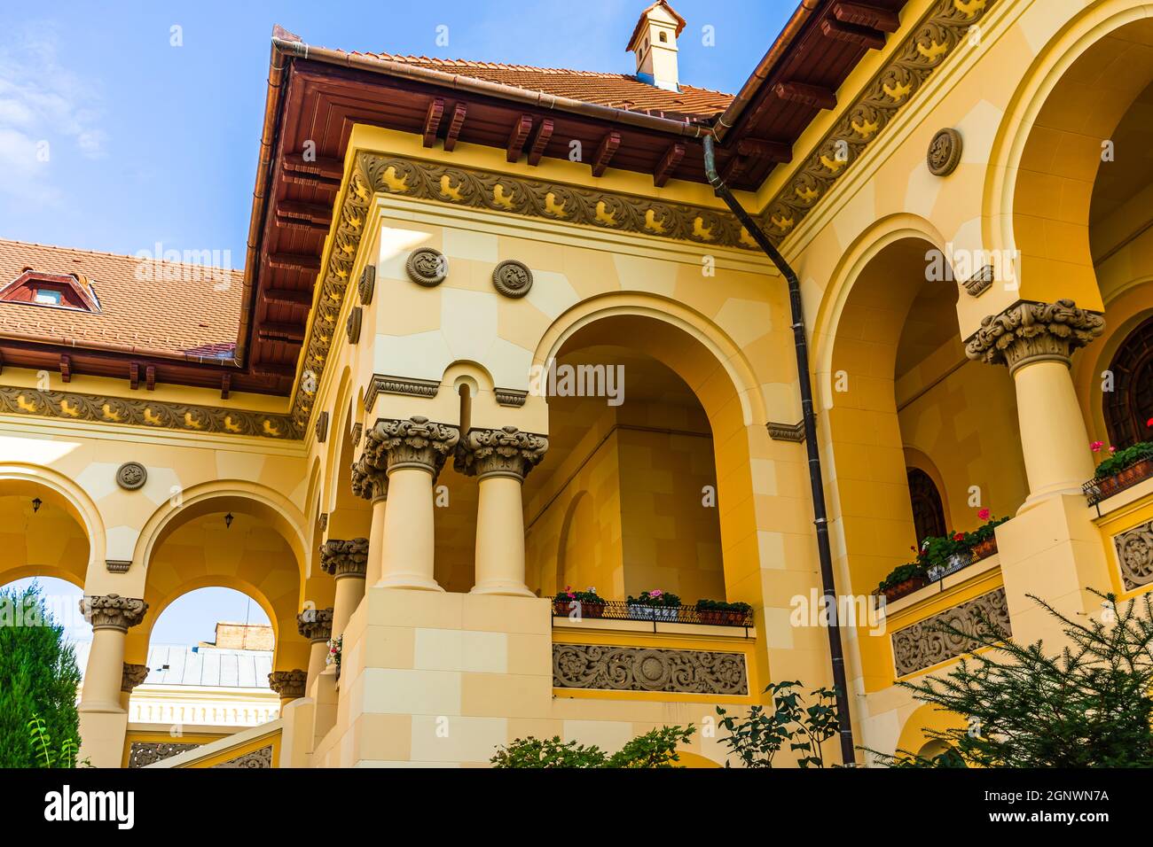 Ancient Romanian building, Romanian architecture style Stock Photo - Alamy