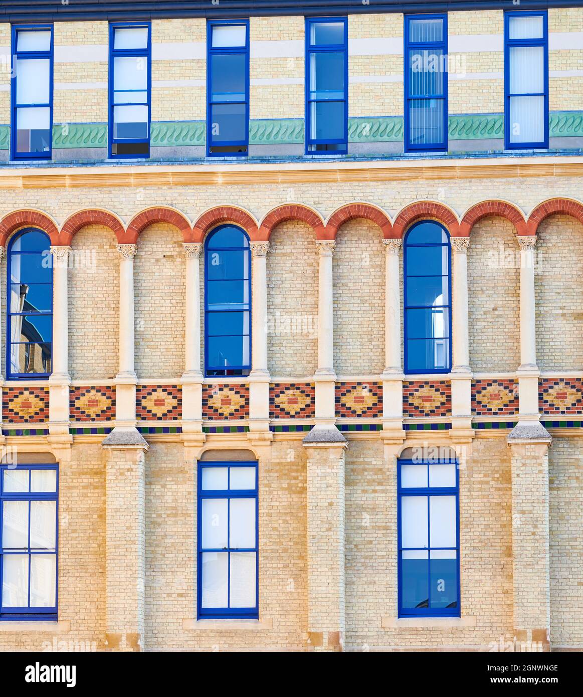 Facade of the Judge Business school, university of Cambridge, England ...