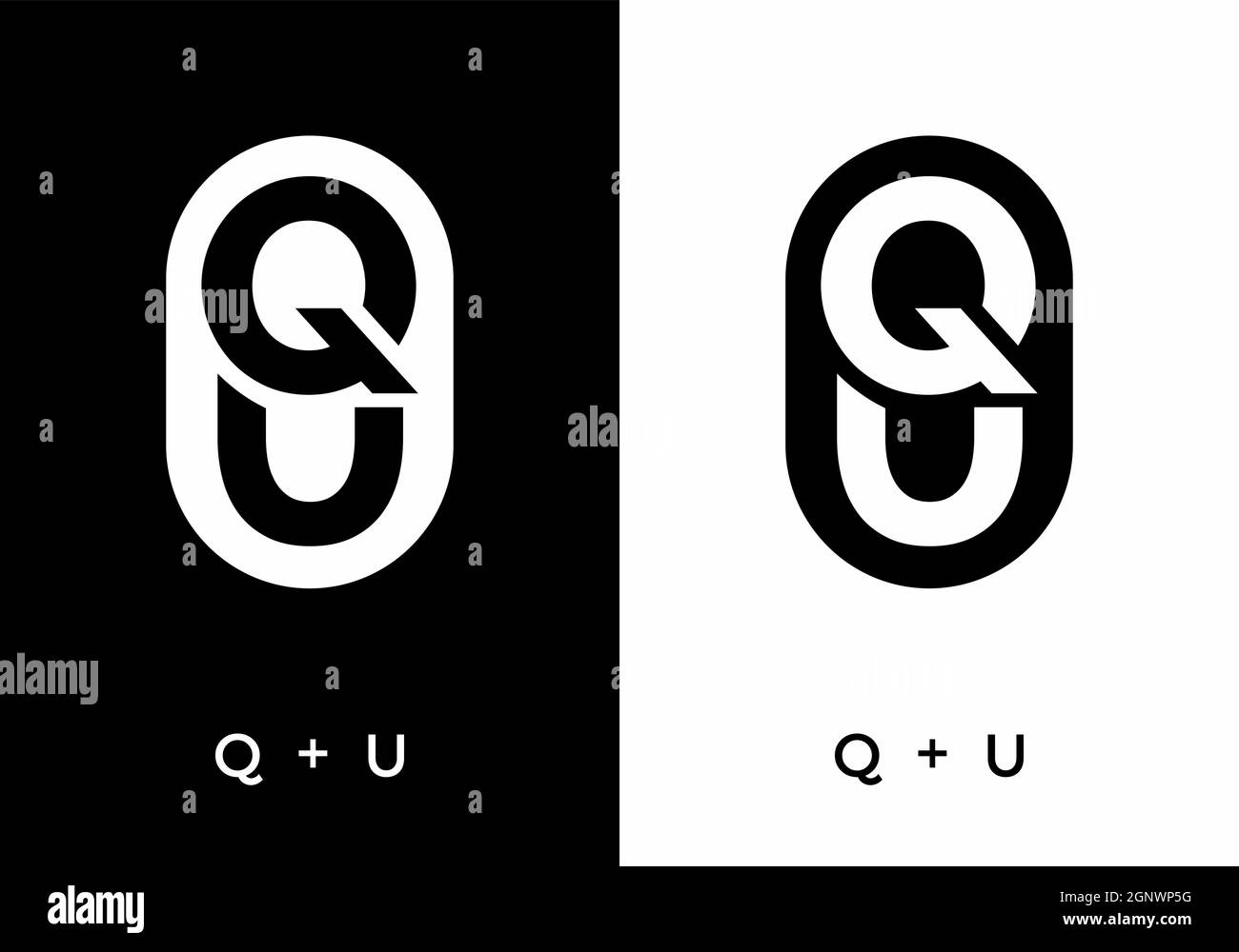 Black and white color of QU initial letter design Stock Vector Image ...