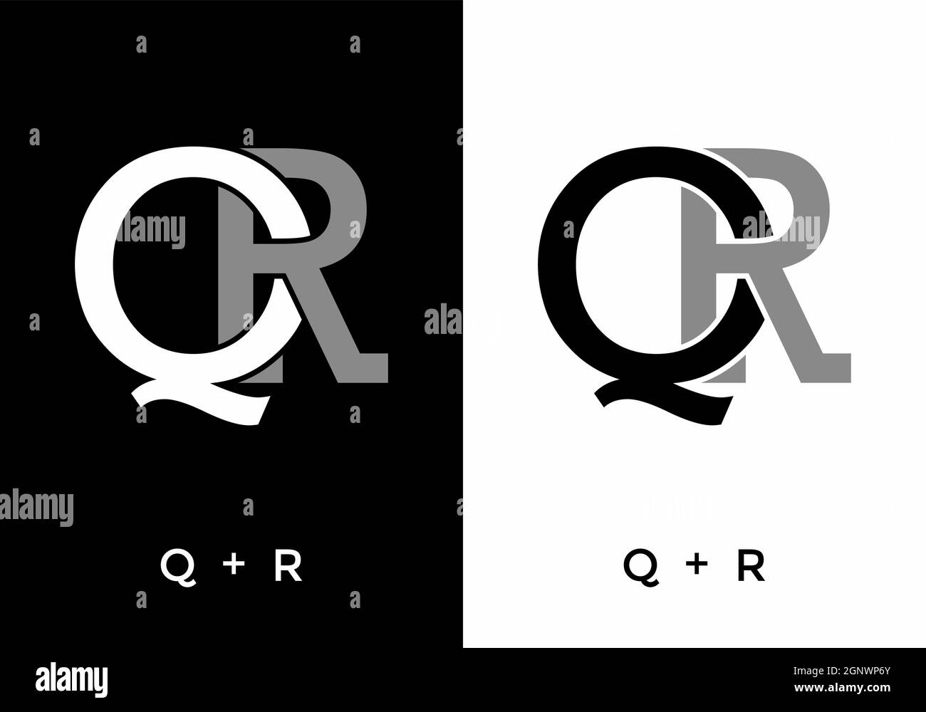 Black and white color of QR initial letter design Stock Vector Image ...