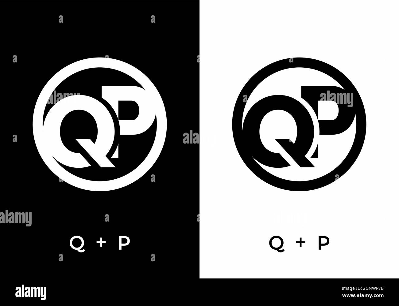 Black and white color of QP initial letter design Stock Vector Image ...