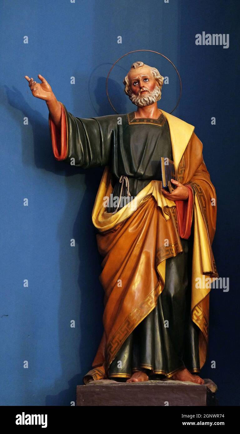 Saint Peter statue on the altar in the parish church of St. Nicholas in ...