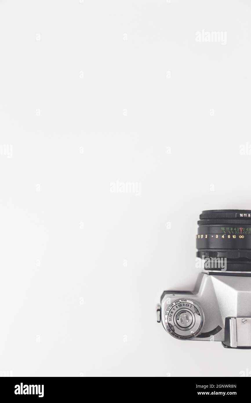 Vintage camera view from above, isolated on white background Stock ...