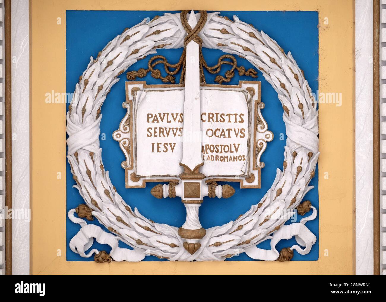 Sword symbol of Saint Paul, stucco decoration, basilica of Saint Paul ...
