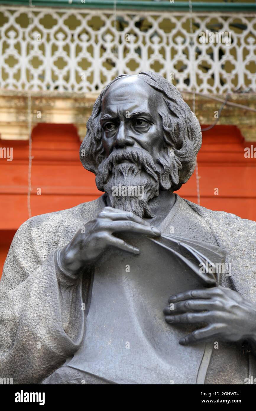 Monument of Rabindranath Tagore in Kolkata, India, he became the first ...
