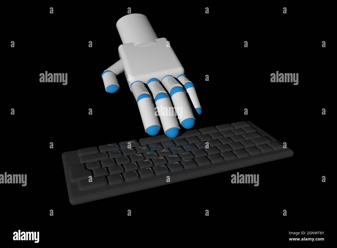 Robot hand near a pc keyboard, 3d rendering Stock Photo - Alamy