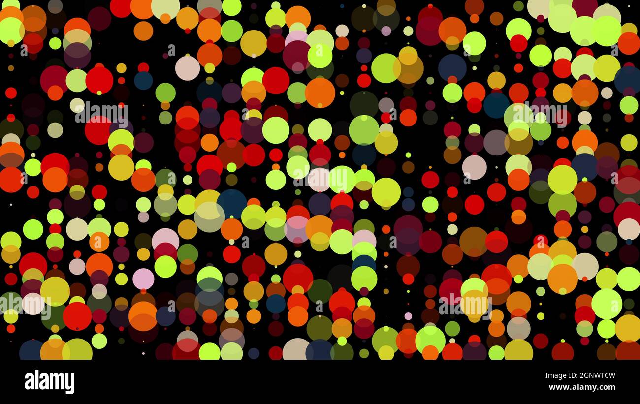 Festive background with many colorful round particles. Computer ...