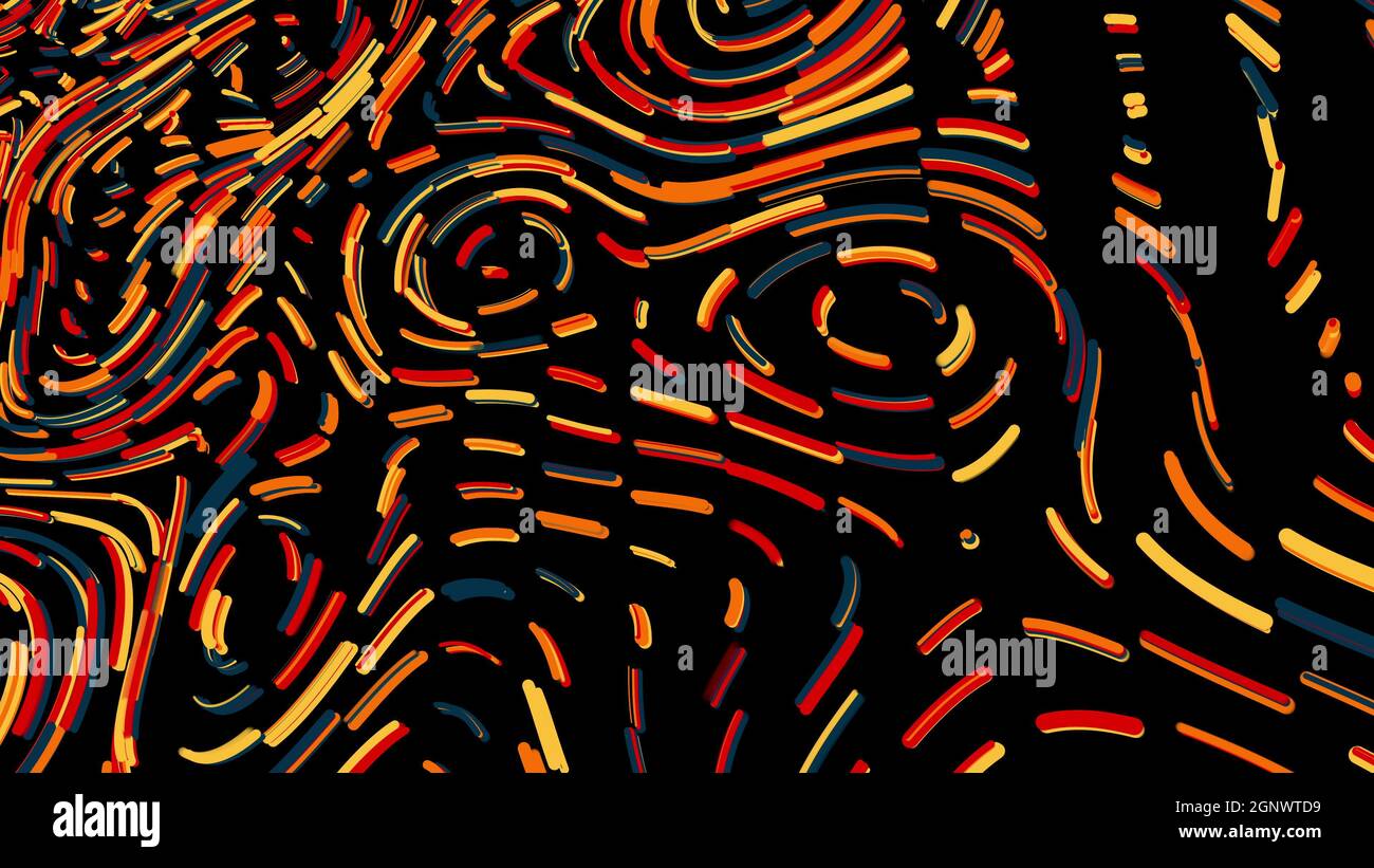 Flow of small wavy lines filling the space, computer generated. 3d ...
