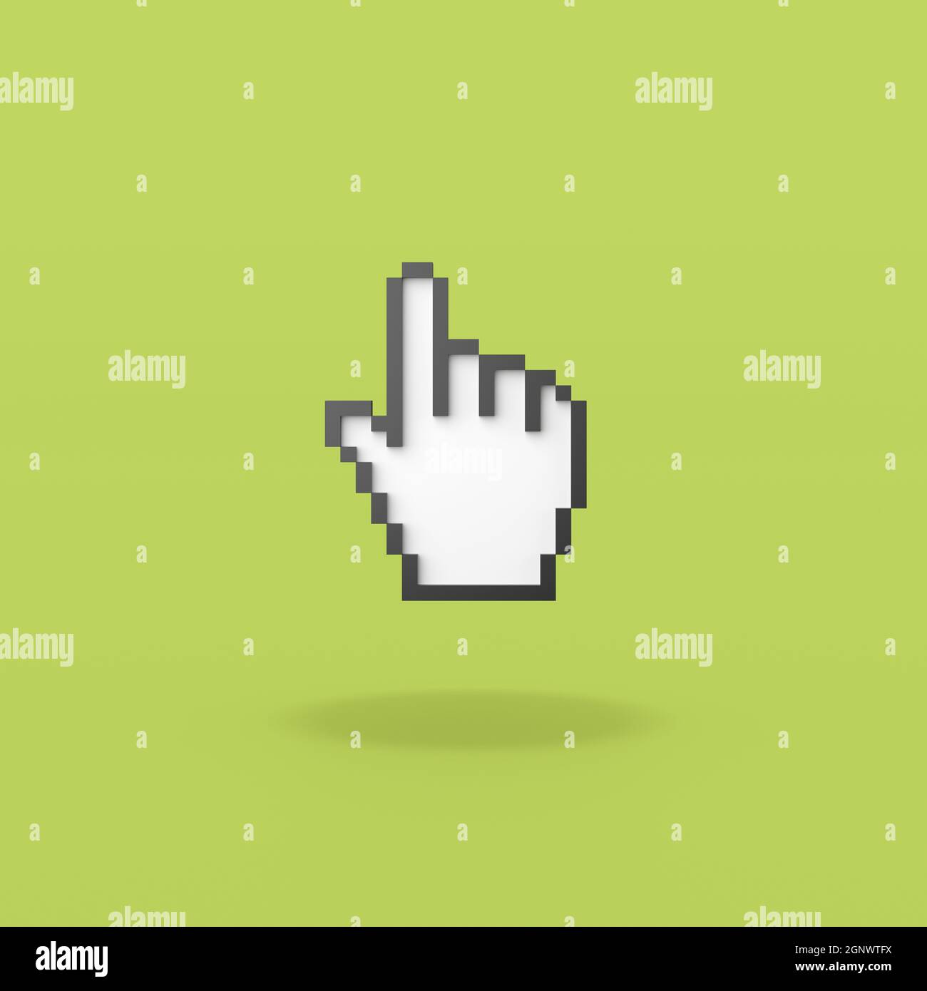 Hand Mouse Pointer Pixelated on Flat Green Background with Shadow 3D ...