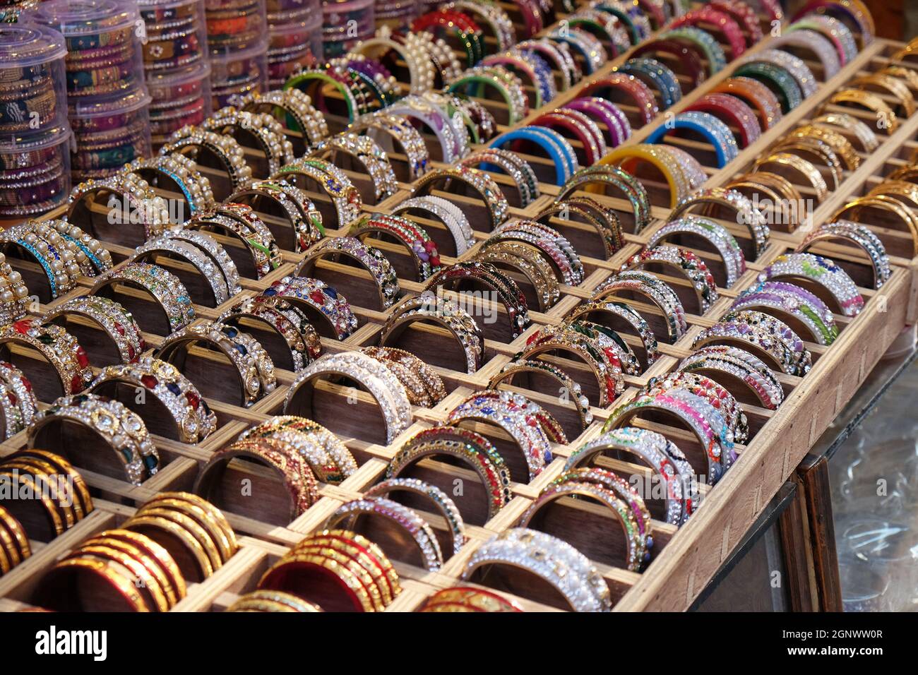 Traditional Indian bangles with different colors and patterns, Pushkar ...