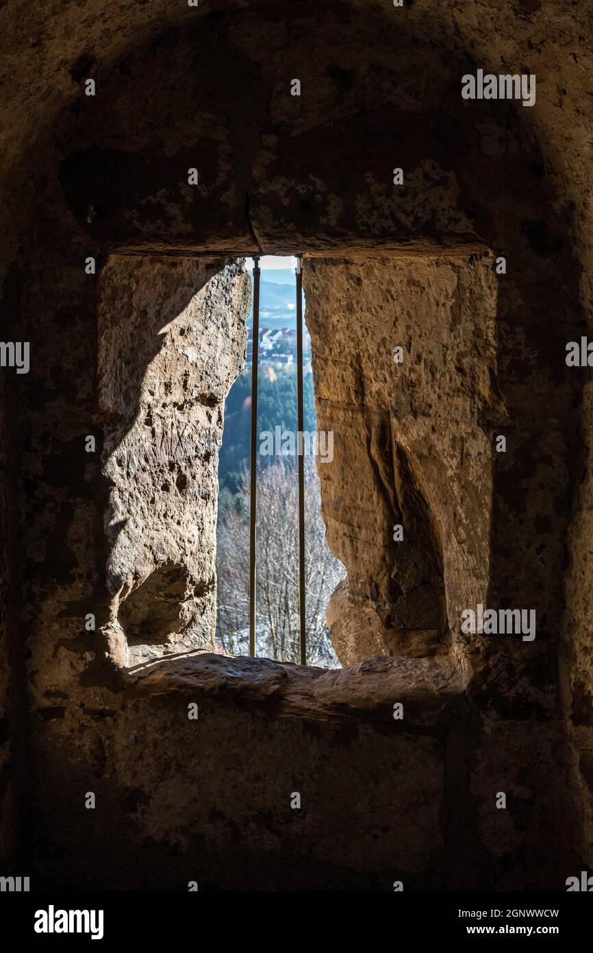 Arrow hole in the big walls of the castle Stock Photo - Alamy